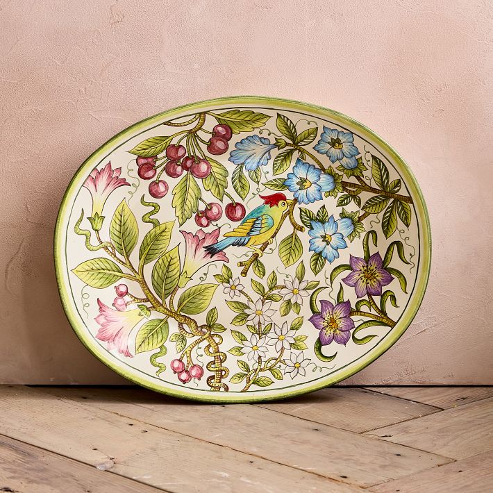 Hand-Painted Botanical Ceramic Platter | Greenrow