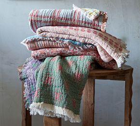 Patterned Cotton Woven Throw Blankets | Greenrow