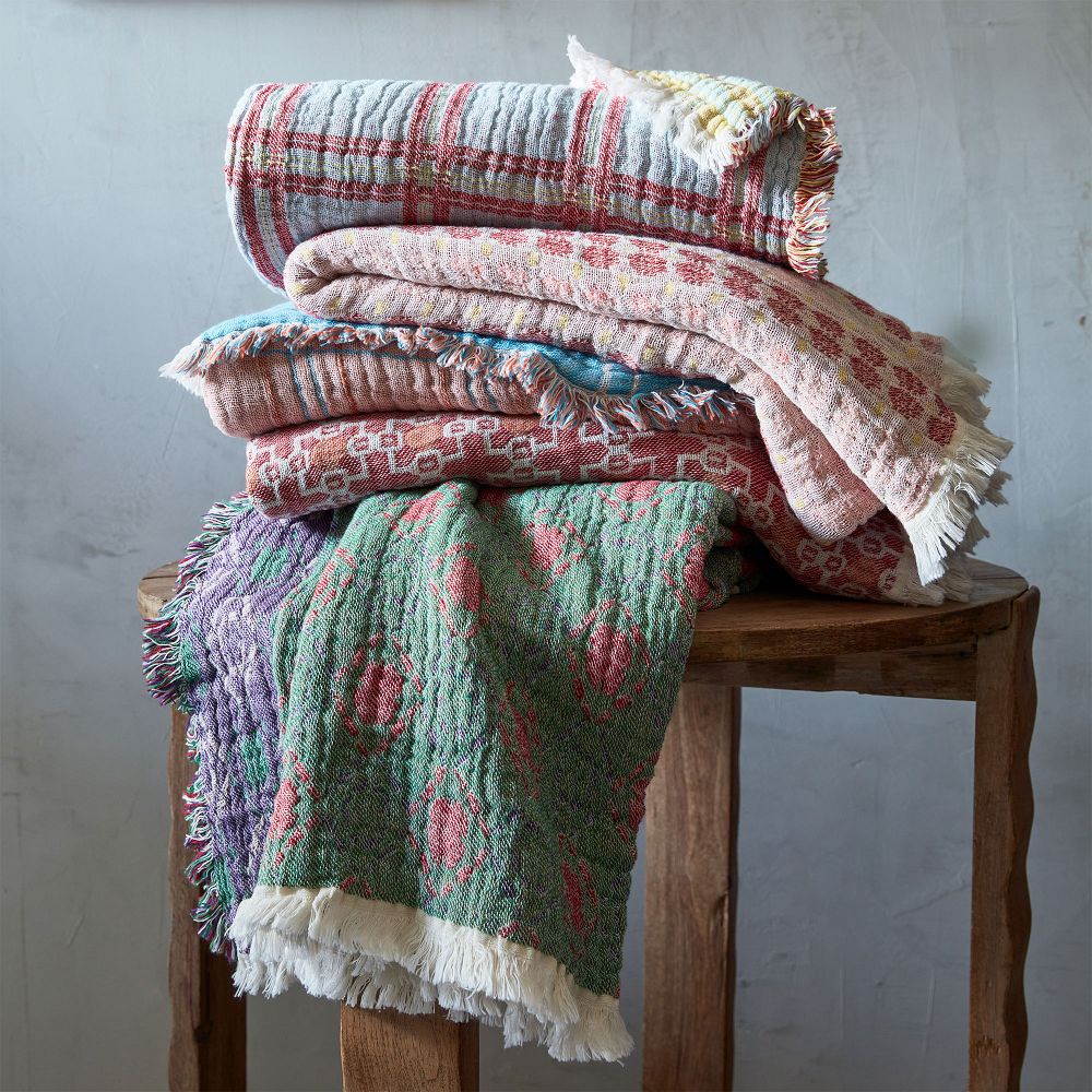 Patterned Cotton Woven Throw Blankets | Greenrow