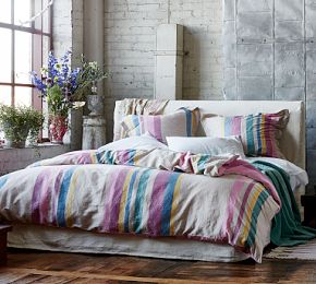 Colorful Stripe Cotton Linen Duvet Cover | Greenrow